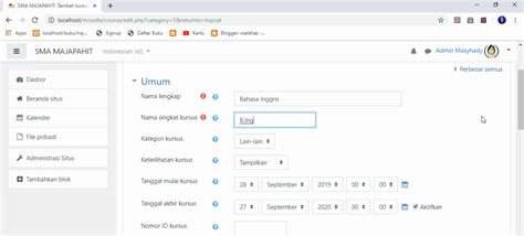 E Learning Moodle Cara Membuat Kelas Kursus Moodle Waskhas