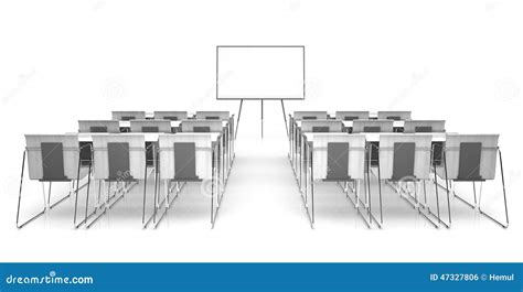 Classroom Isolated On White Background 3d Renderimg Stock Illustration
