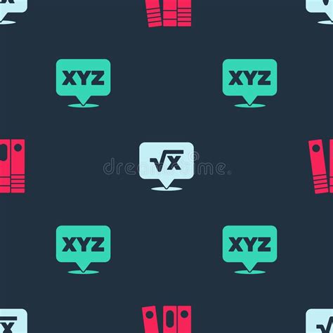 Set Office Folders Square Root Of X Glyph And Xyz Coordinate System On Seamless Pattern Vector