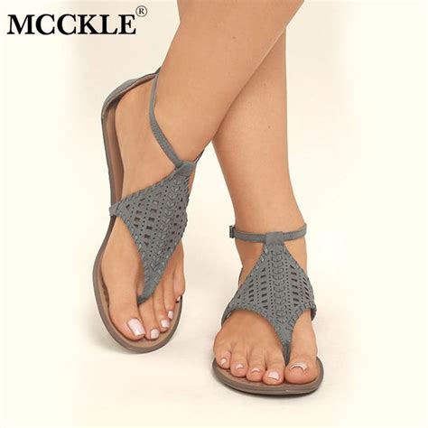 Mcckle Gladiator Woman Sandals Plus Size Flat Shoes For Female Cut Outs