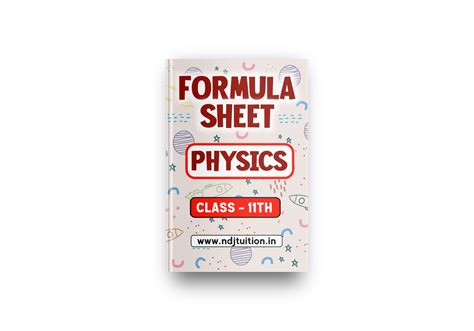 11th Physics Formula Sheet Ebook Ndj Tuition