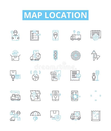 Map Location Vector Line Icons Set Map Location Coordinates