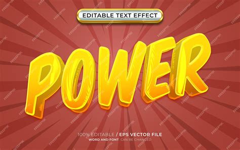 Premium Vector Editable 3d Power Text Effect