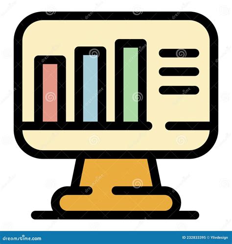 Monitor Graph Chart Icon Color Outline Vector Stock Vector