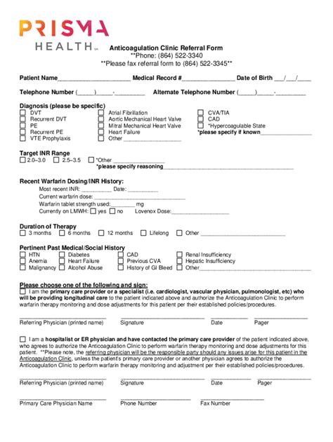 Fillable Online Anticoagulation Clinic Referral Form Uk Healthcare Fax Email Print Pdffiller