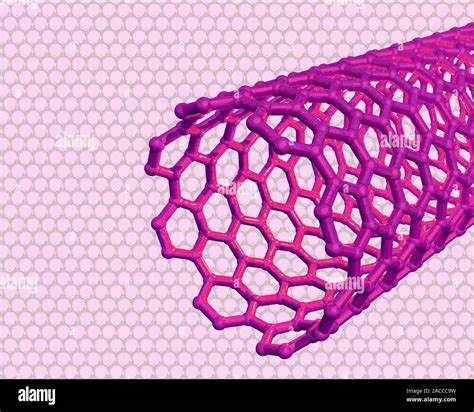 Nanotube Technology Computer Artwork Of A Cylindrical Fullerene