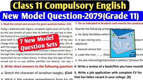Class 11 English Model Question Sets For Board Exam 2080