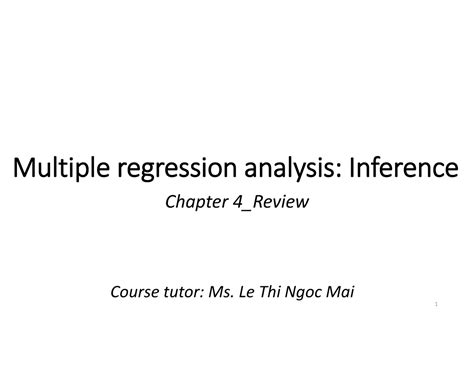 Review 4 Multiple Regression Analysis Inference Multiple Regression