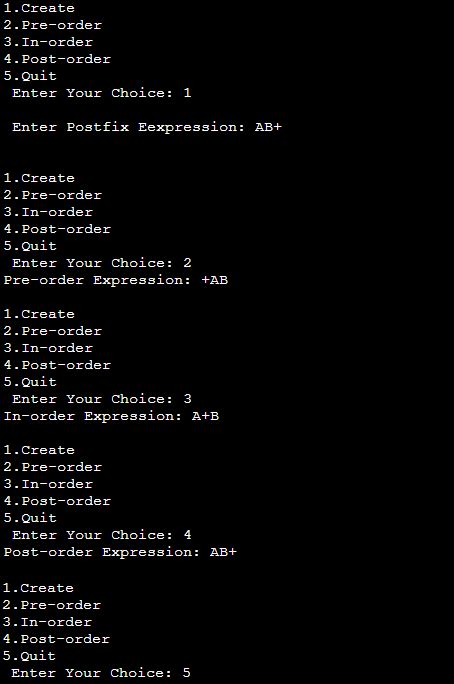 Write A Menu Driven C Program To Construct An Expression Tree In