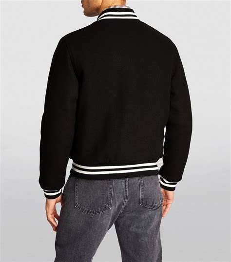 Mens Sandro Black Wool Blend Varsity Jacket Harrods Uk