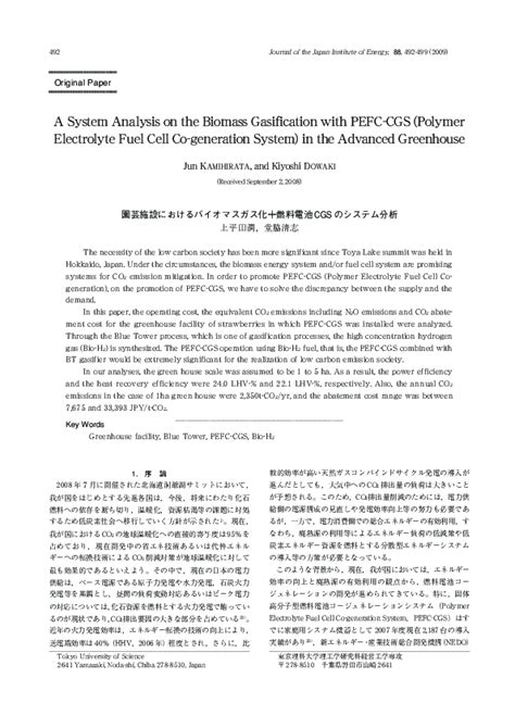 Pdf A System Analysis On The Biomass Gasification With Pefc Cgs
