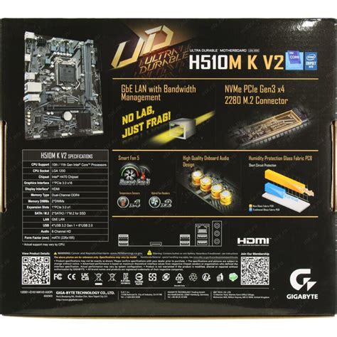 Gigabyte H510m K V2 Rtl Lga1200 Pci E Hdmi Gblan Sata Microatx 2ddr4