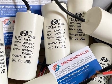 Tụ khởi động CBB60 100uF 450V SENJU (màu trắng)