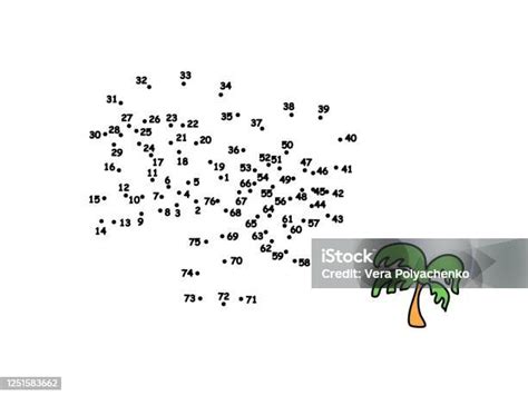 야자수 점 게임 교육 손 그리기 귀여운 일러스트 색칠 벡터 이미지 점 연결하기에 대한 스톡 벡터 아트 및 기타 이미지 점