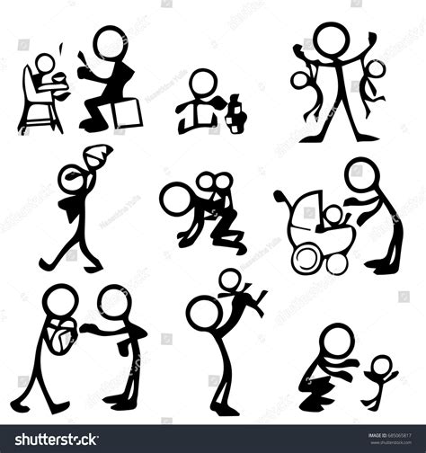 Different Stick Figure Different Pose Stock Vector Royalty Free