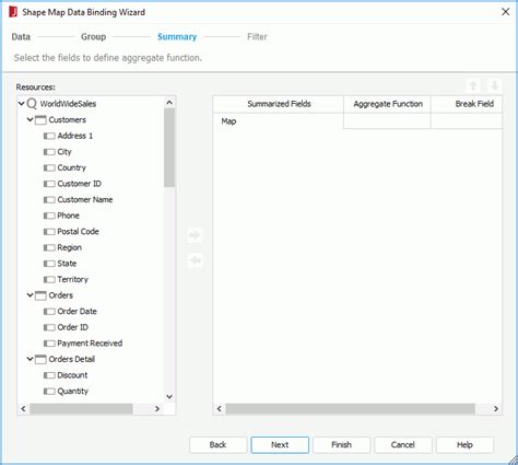 Shape Map Data Binding Wizard Dialog Logi Analytics