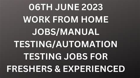 Testing Jobs 06th June Manual Testing Automation Testing Freshers Youtube