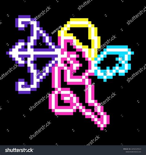 Neon Cupid Pixel Art Valentines Day Stock Illustration 2252125513