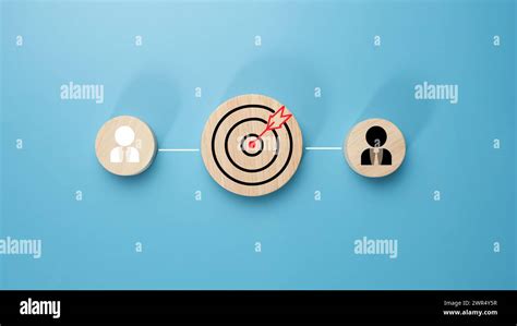 Circular Wood With Printed Target Icons And Business Symbols On Light