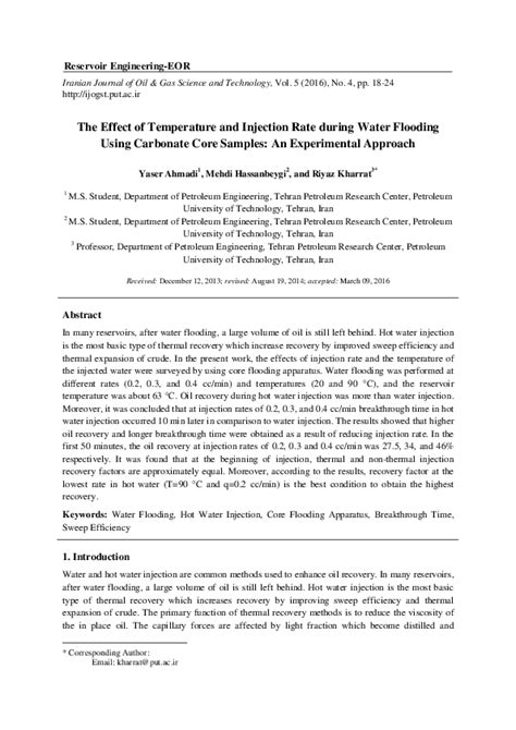 Pdf The Effect Of Temperature And Injection Rate During Water Flooding Using Carbonate Core