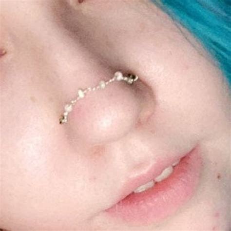 Custom Bronze Beaded Nose Piercing Chain Over The Nose Bridge Etsy