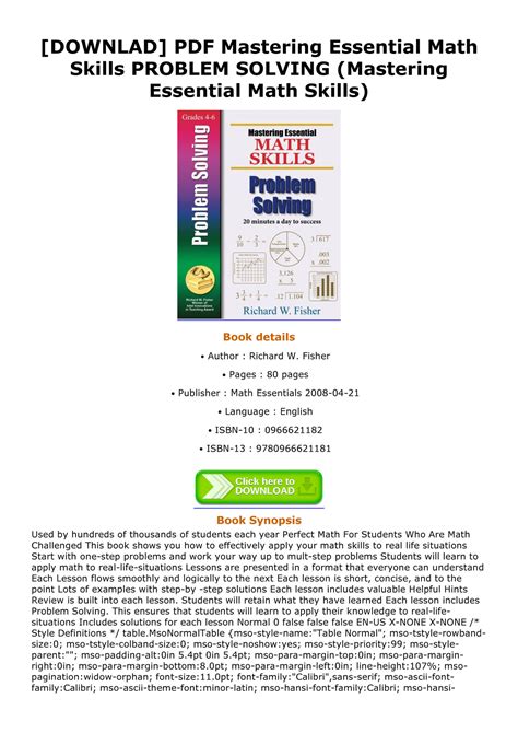 Geeter Downlad Pdf Mastering Essential Math Skills Problem Solving