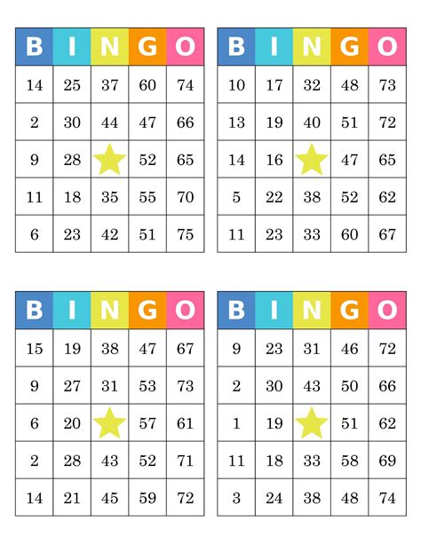Pdf Printable Bingo Cards 4 Per Page Free Printable Worksheet