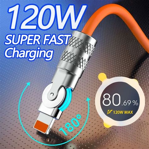 Original USB Liquid Silicone Cable Metal A Type C Fast Charge Cable Micro USB Rotating