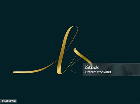 Ls 모노그램 로고 소문자 L 문자 S 장식 서명 문자 반짝이는 캘리그라피 알파벳 이니셜 금색에 대한 스톡 벡터 아트 및 기타