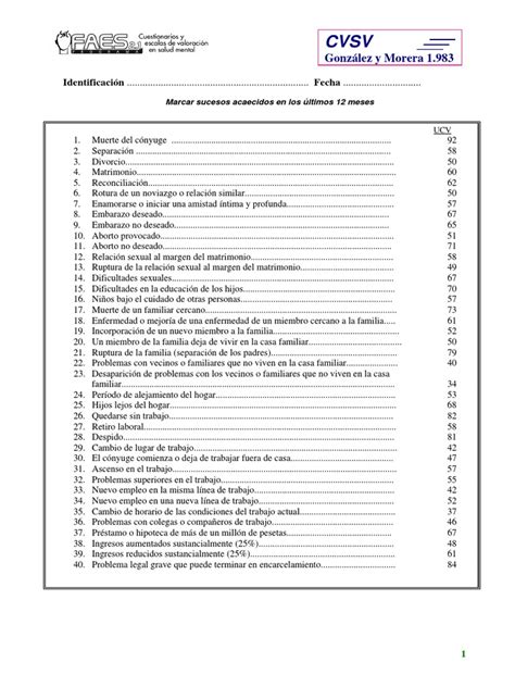 4 Test Cvsv Cuestionario De Cambios Vitales Recientes C Pdf
