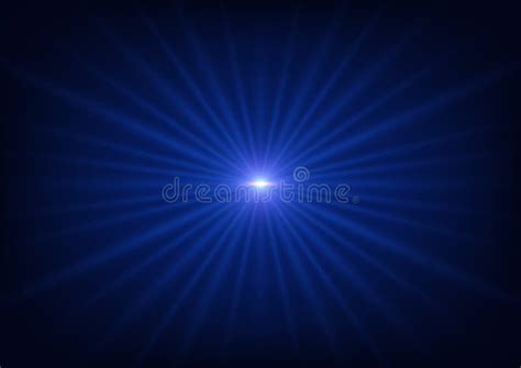 Bright Blue Light Radiation Beams Starburst Lens Flare Effect Dark Background Technology Science