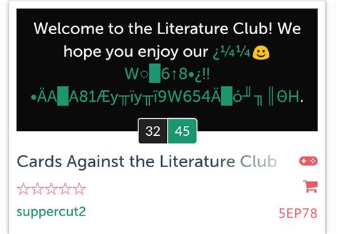 Cards Against The Literature Club Procedurally Generated Examples