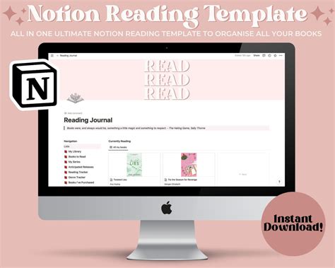 Notion Reading Template Notion Dashboard Reading Journal Book