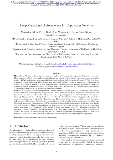 Pdf Deep Variational Autoencoders For Population Genetics