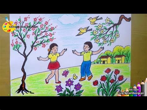 Tự vẽ Vẽ tranh hoa quả mùa xuân bằng màu nước hoặc màu dầu