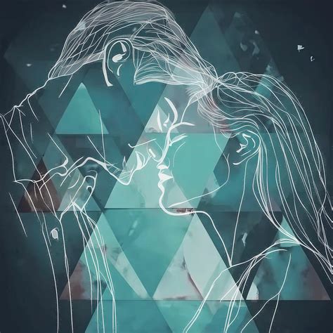 Wedding Couple Kiss Newlywed Abstract Art Drawing By Mounir Khalfouf