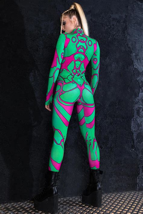 Green Assassin Doll Cyber Costume For Halloween Devil Walking