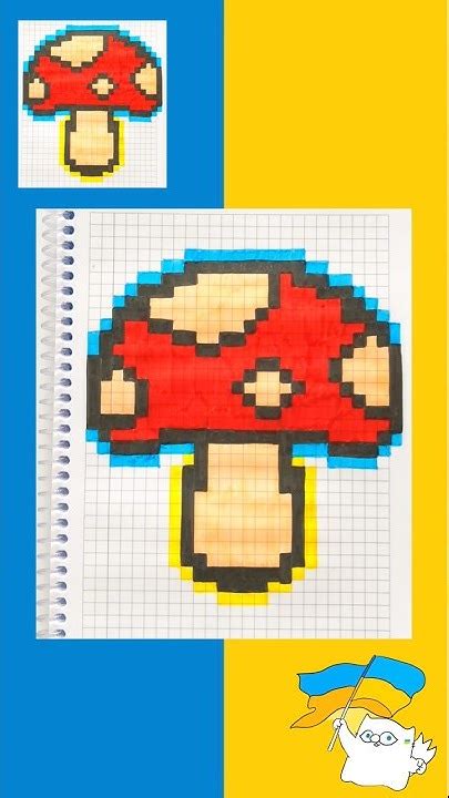 💙Як намалювати червоний гриб мухомор по клітинках How To Draw A Red