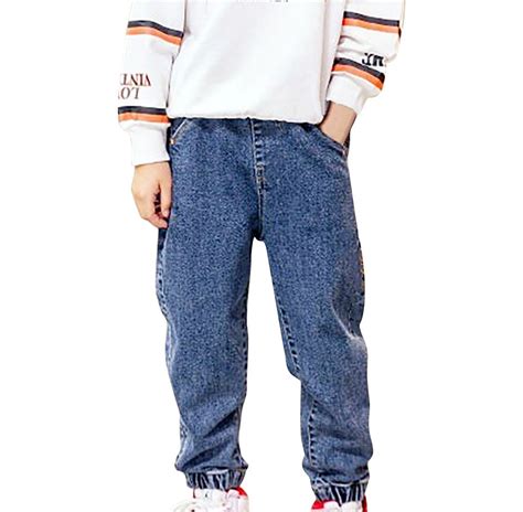 Aherbiu Jeans For Teen Boys High Waisted Straight Leg Streetwear Denim