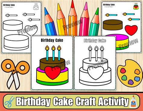 Birthday Cake Craft Activity Printable Cut And Paste Cake Template