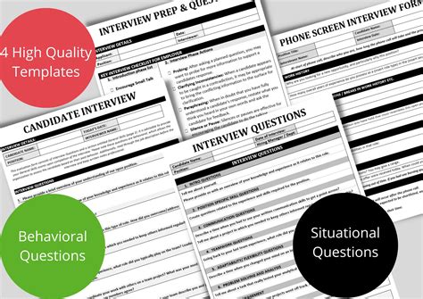 Interview Questions Template Bundle Hr Forms Digital Download Etsy