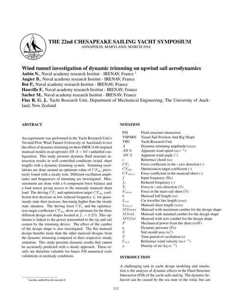 [pdf] wind tunnel investigation of dynamic trimming on upwind sail