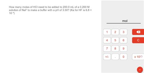 Solved How Many Moles Of Hcl Need To Be Added To Ml Of Chegg Com