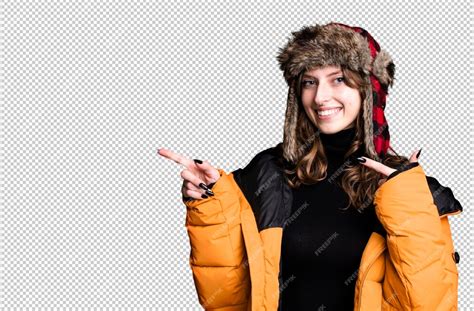 Premium Psd Caucasian Pretty Blonde Woman Wearing Anorak And Hat