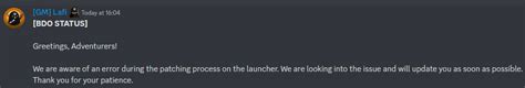 They Are Aware Of An Error During The Patching Process On The Launcher