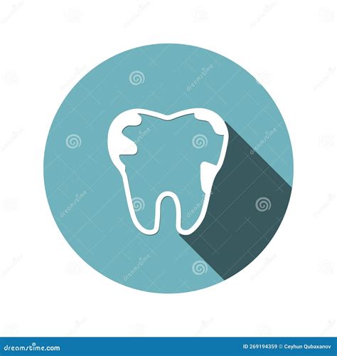Tooth Enamel Flat Icons In Circles With Long Shadows Vector
