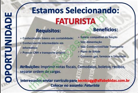 Emprego Para Faturista Em Distribuidora De Teresina Themos Vagas