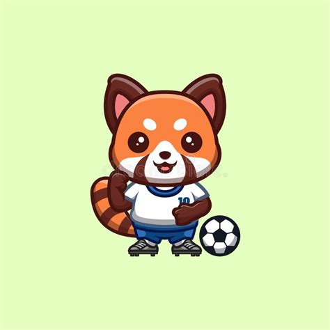 Red Panda Football Cute Creative Kawaii Cartoon Mascot Logo Stock