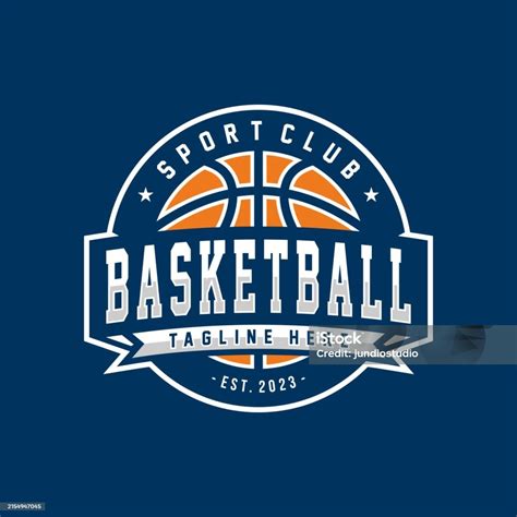 농구 클럽 아이콘 공이 있는 엠블럼 컨셉 디자인 스포츠 배지 벡터 일러스트 레이 션 Basketball League에 대한 스톡 벡터 아트 및 기타 이미지