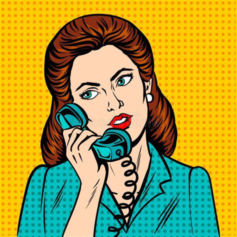 Woman With Phone Pop Art Style Vector Stock Vector Illustration Of